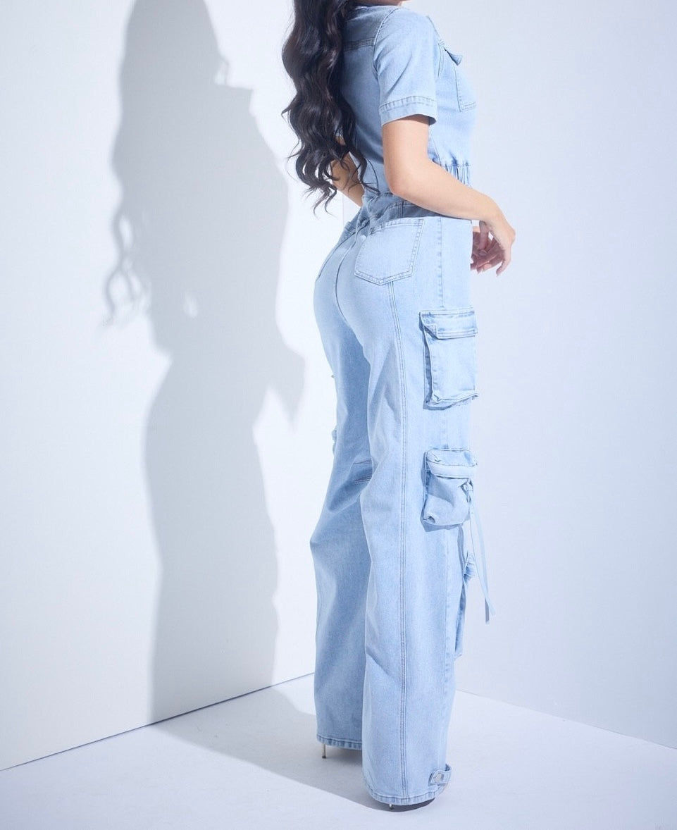 Banger Denim Cargo Jumpsuit – Cube 57 Boutique